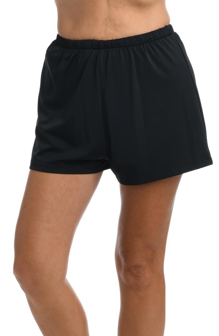 Maxine Of Hollywood womens Plus-size 2'' Loose Fit Mid Rise Swim Board Shorts, Black, 24 Plus