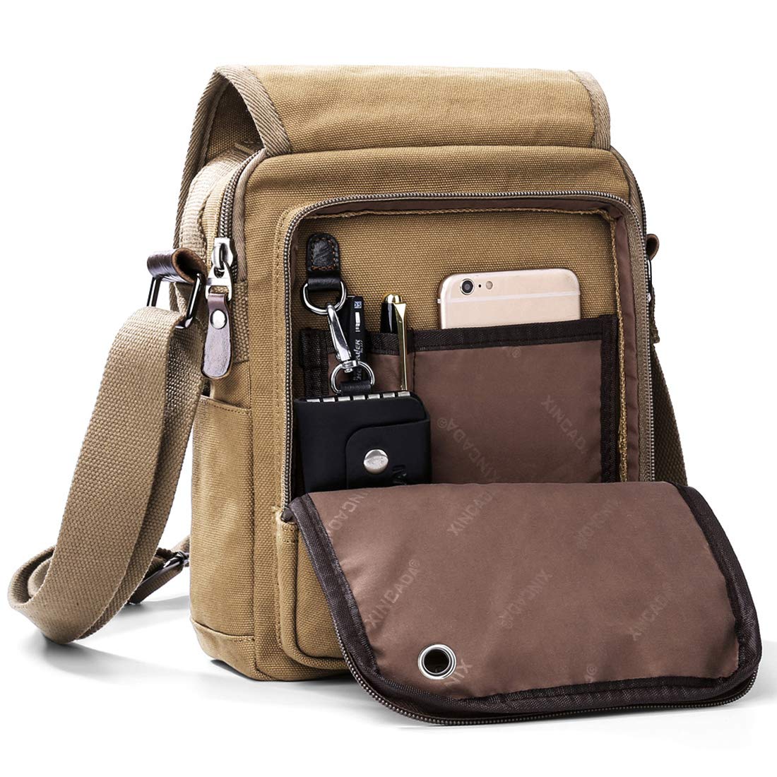 XINCADA Mens Bag Messenger Bag Canvas Shoulder Bags Travel Bag Man Purse Crossbody Bags for Work Business
