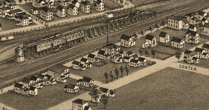 INFINITE PHOTOGRAPHS 1885 East Syracuse New York, Bird's Eye Map East Syracuse, N.Y. Published & Draw