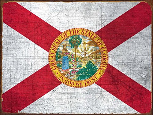 HBA Florida Flag Metal Sign, Vintage Sign, Rustic Decor