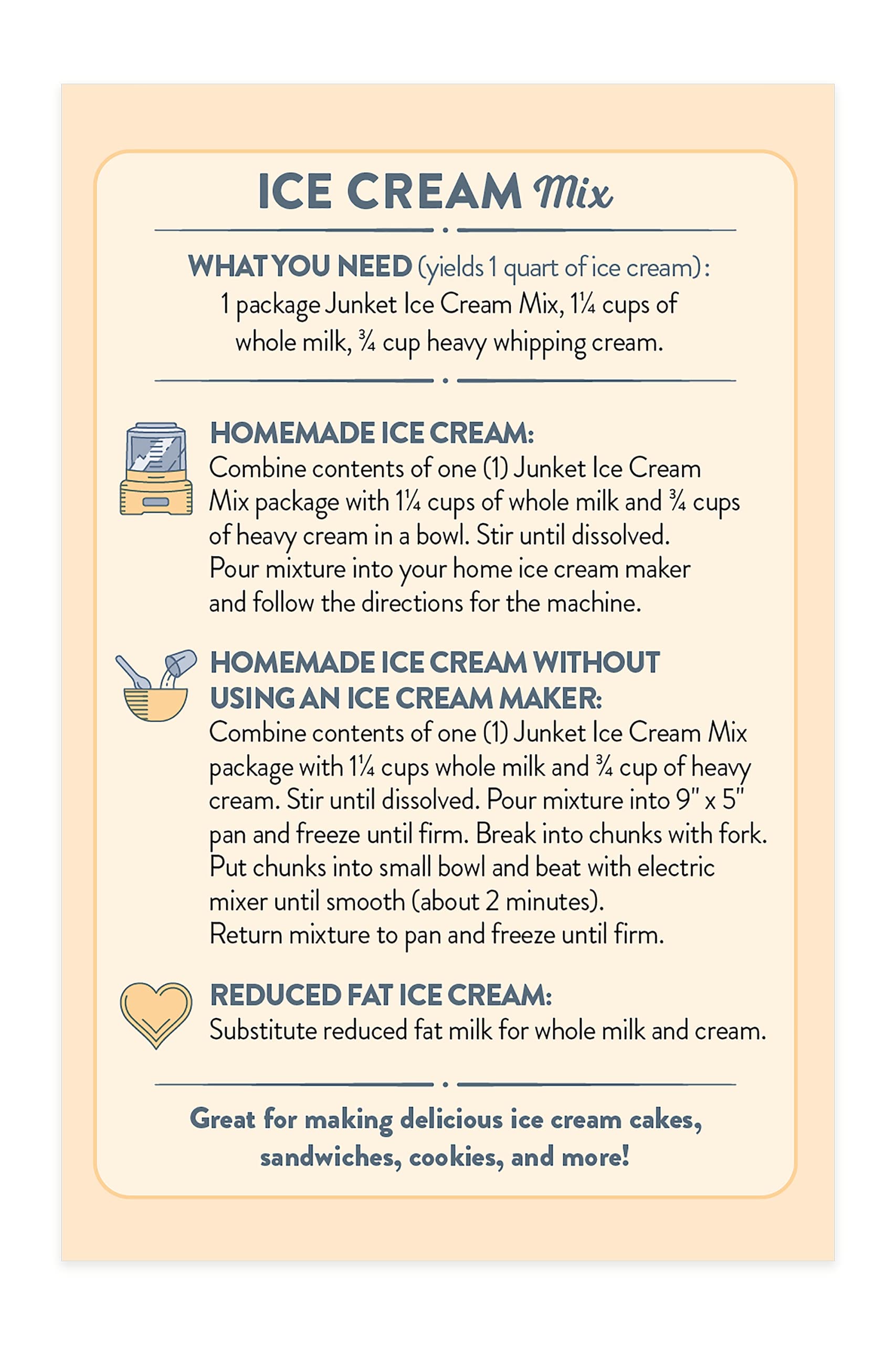 Junket Ice Cream Mix Bundle - 2 Vanilla, 2 Chocolate (4 Total)