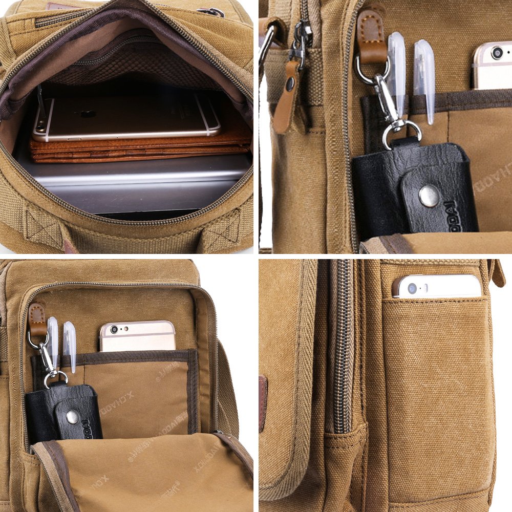 XINCADA Mens Bag Messenger Bag Canvas Shoulder Bags Travel Bag Man Purse Crossbody Bags for Work Business