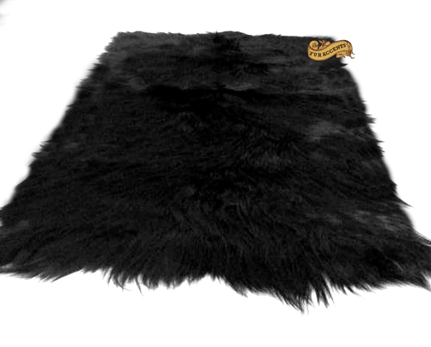 Shaggy Mongolian Sheepskin Faux Fur Throw Blanket Luxury Faux Fur Black Shag Minky Cuddle Fur Lining (5'x6')
