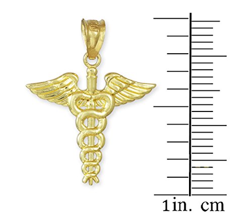 American Heroes 14k Gold Caduceus Charm Pendant Necklace, 22"