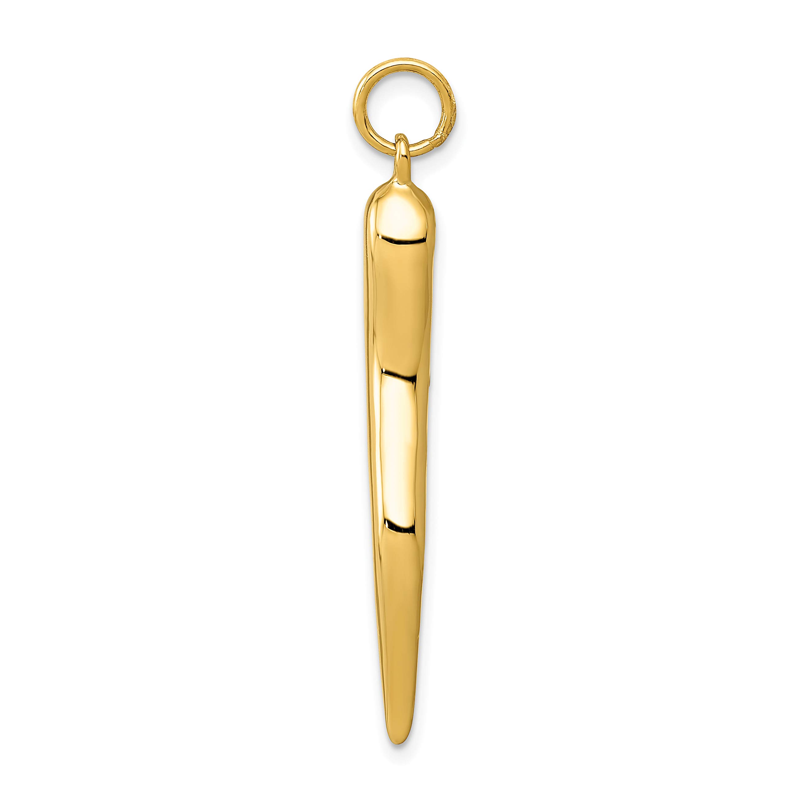 Mireval 14k Yellow Gold Large Italian Horn Charm (5 x 40 mm)