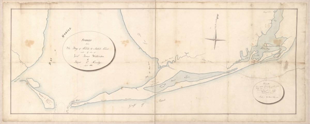 INFINITE PHOTOGRAPHS 1813 Map of The Bay of Perdido to Mobile Point Made by Order of Genl. James Wilk.