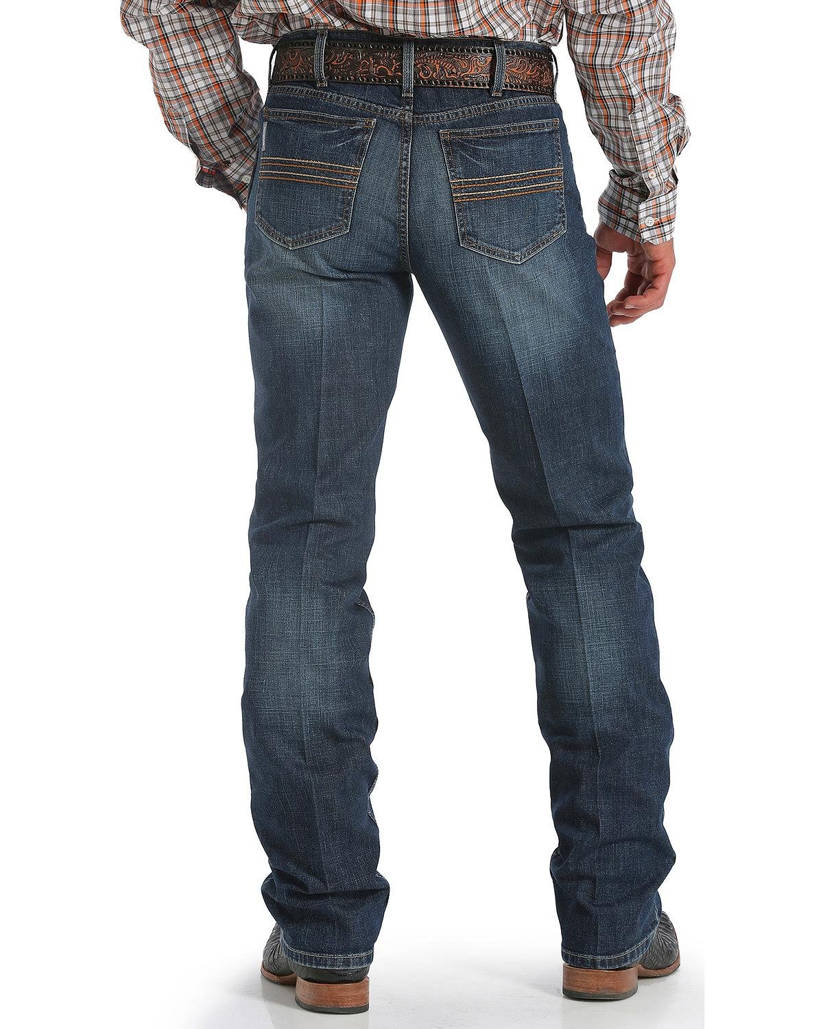 Cinch Men's Silver Label Slim Fit Jean, Performance Dark Stonewash, 30W x 36L