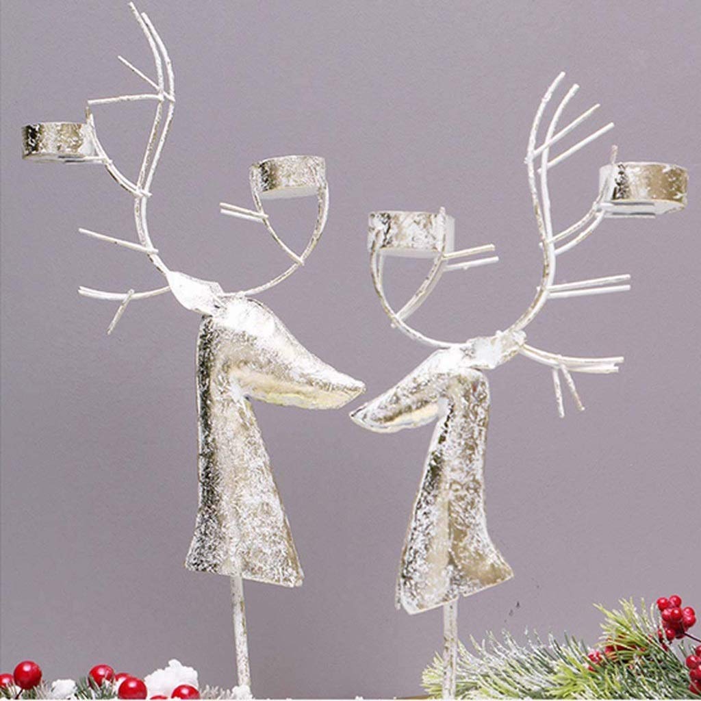 Lingtoolator Holder,Christmas Deer Candlestick Style Candle Holder Retro Center Party Ornament Decor,for Home Hotel Restaurant Dining Table Well Made (Size : 4523cm)