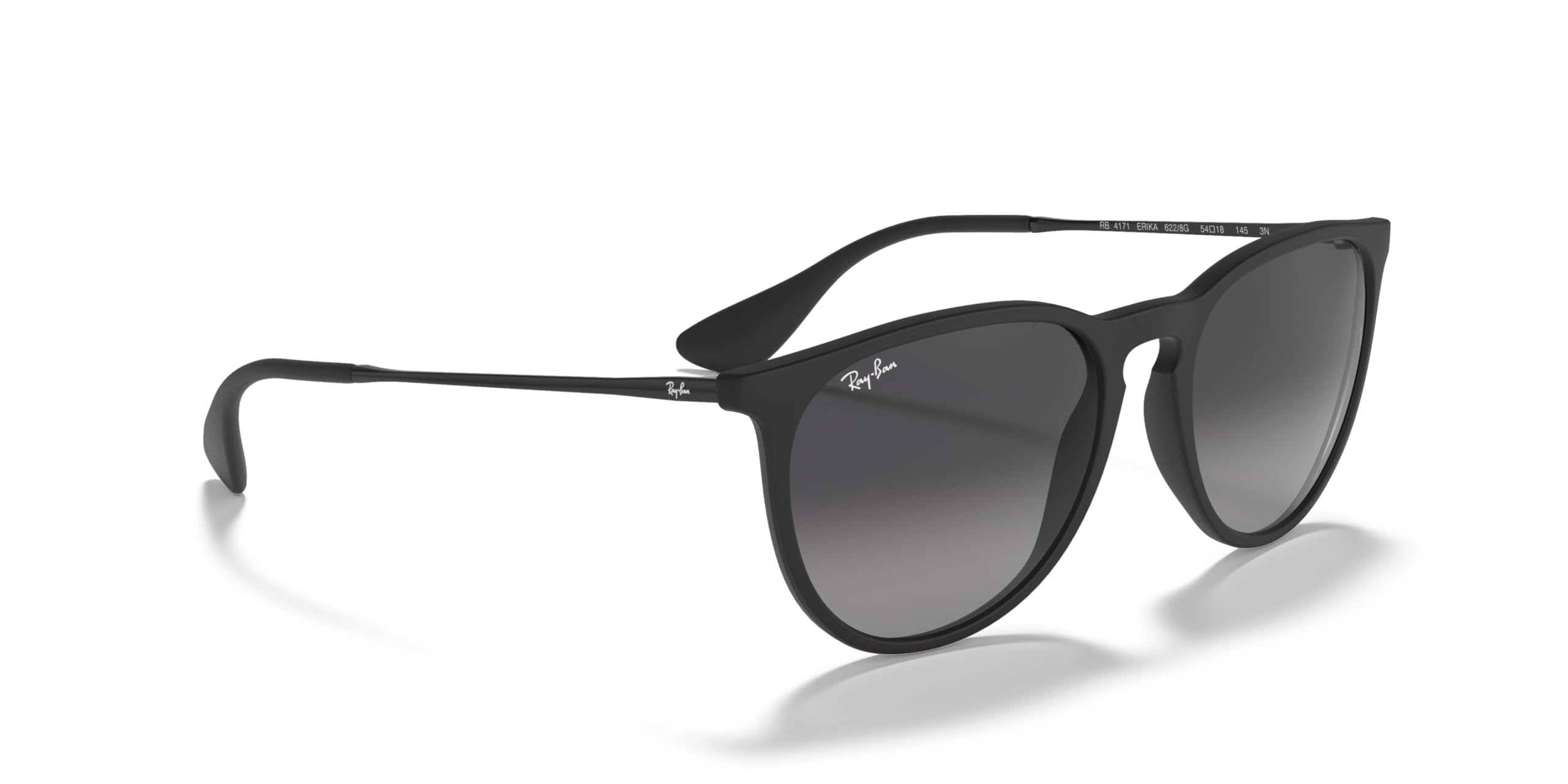 Ray-Ban Woman Sunglasses Rubber Black Frame, Grey Gradient Lenses, 54MM