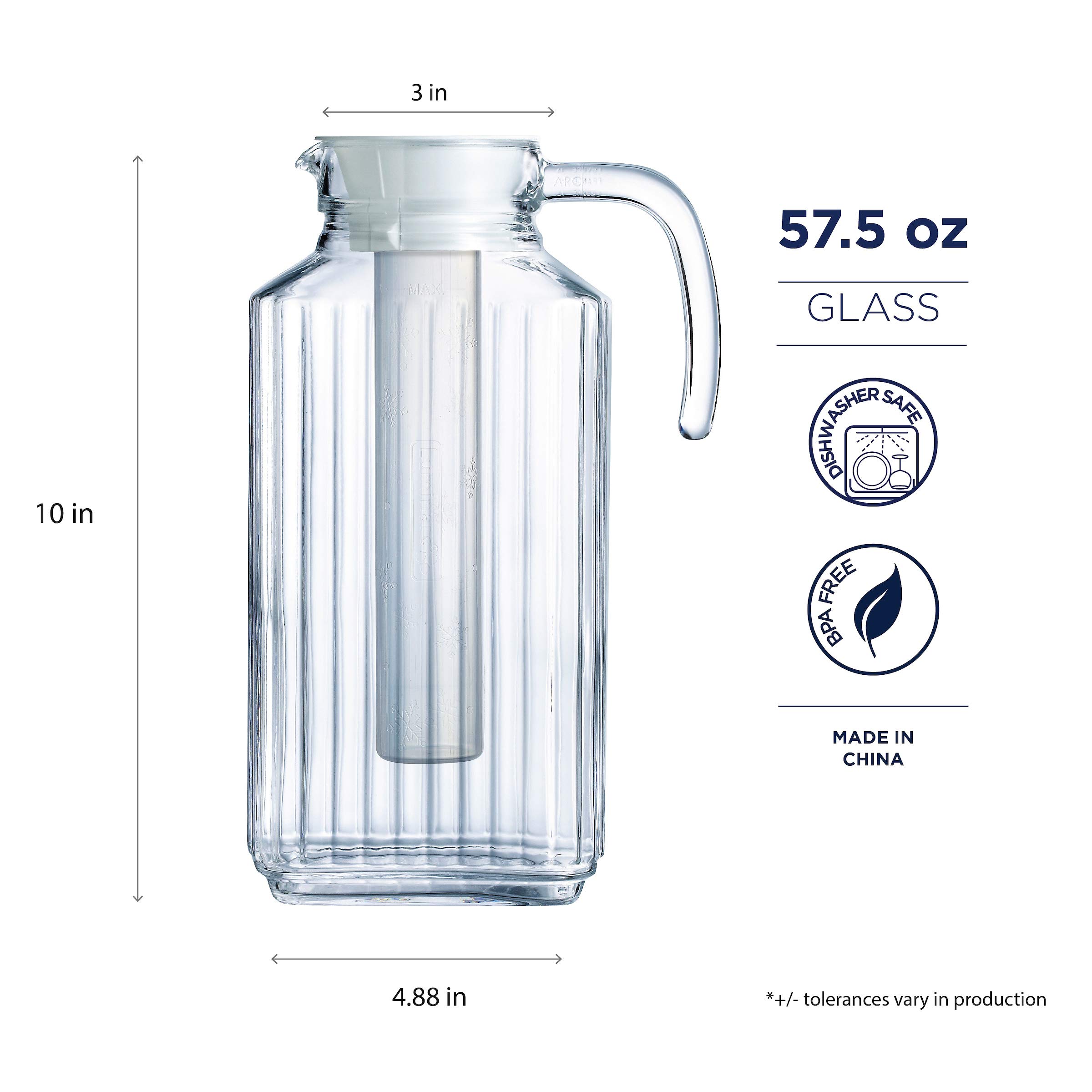 Luminarc Quadro 57.25-Ounce Jug/Pitcher with White Lid