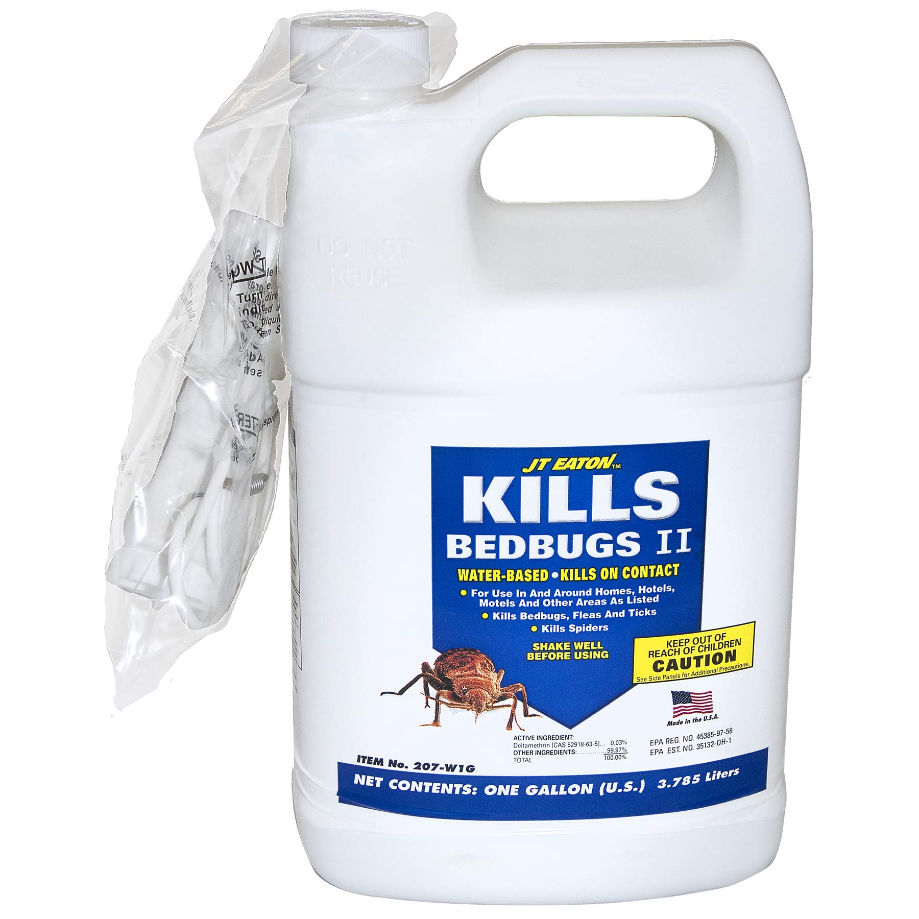 JT Eaton Kills Bedbugs II 207-W1G Bed Bug Killer, Non-Staining Water Based Insect Spray for Indoors (1 gal)