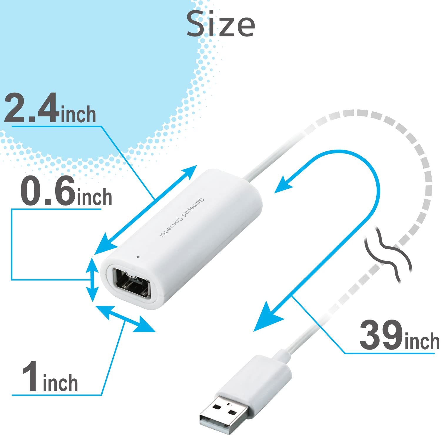 ELECOM Gamepad Converter for Wii Controllers, Support Wii Game Classic Controller and Classic Controller Pro, Only Compatible with Windows PC 39 inch Cable Length (JC-W01UWH)