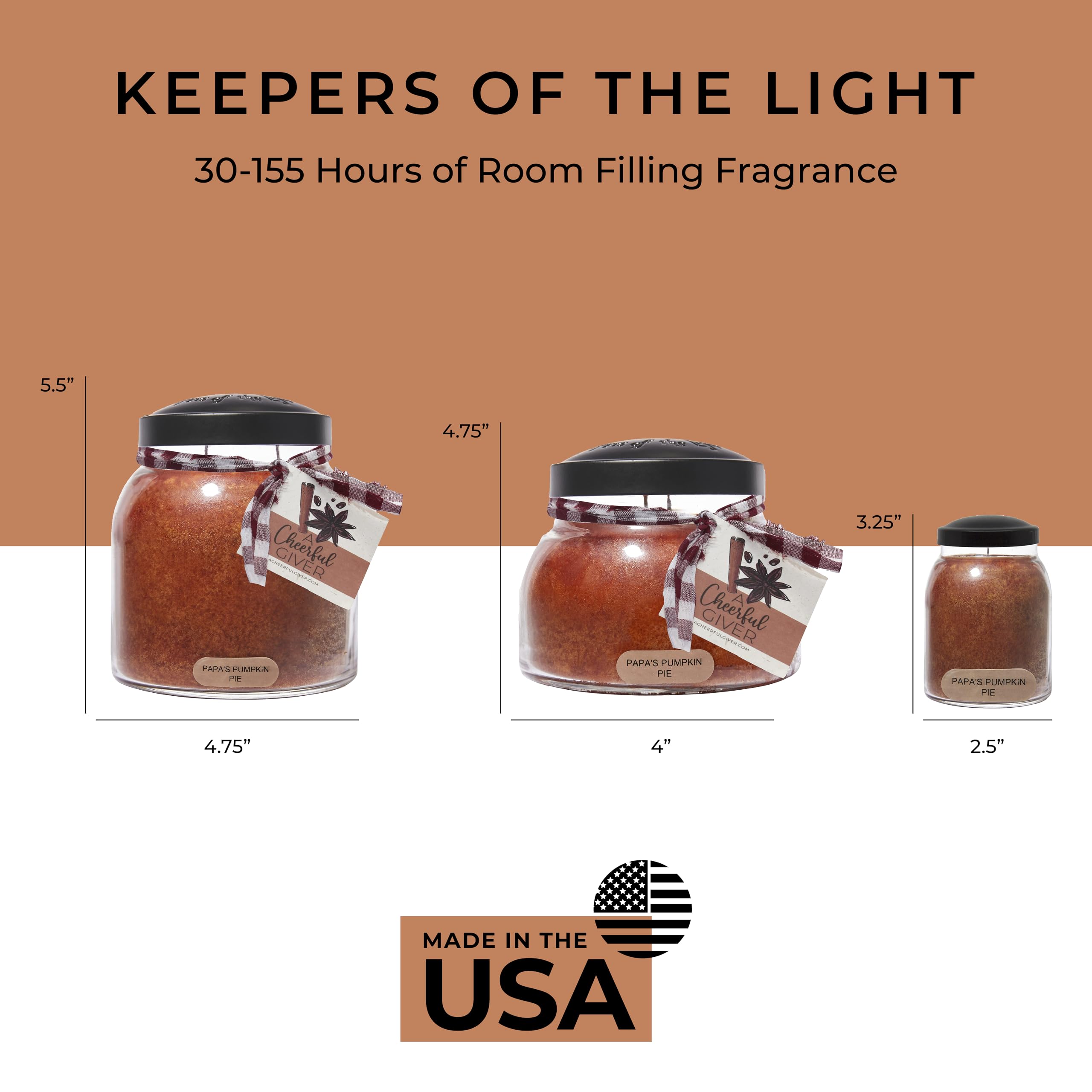 A Cheerful Giver - Papa's Pumpkin Pie Baby Scented Glass Jar Candle (6oz) with Lid & True to Life Fragrance Made in USA