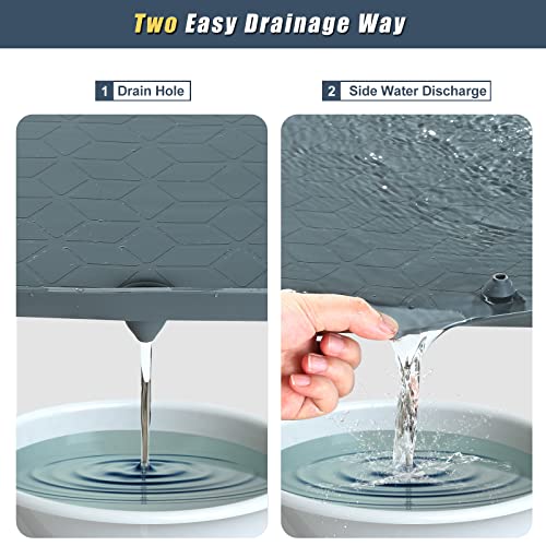 JOHAMOO Under Sink Mat Waterproof, 34" x 22" Silicone Kitchen Cabinet Liner, Bathroom Basin Cabinet Protector Drip Tray Gray