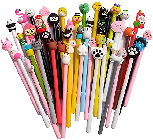 24 pack Blue Erasable Kawaii Cute Cartoon Gel Ink Pens Assorted Style Writing Pens for Birthday Present School Prize Student Gift Fun Kiddos Girl Pens (erasable blue)