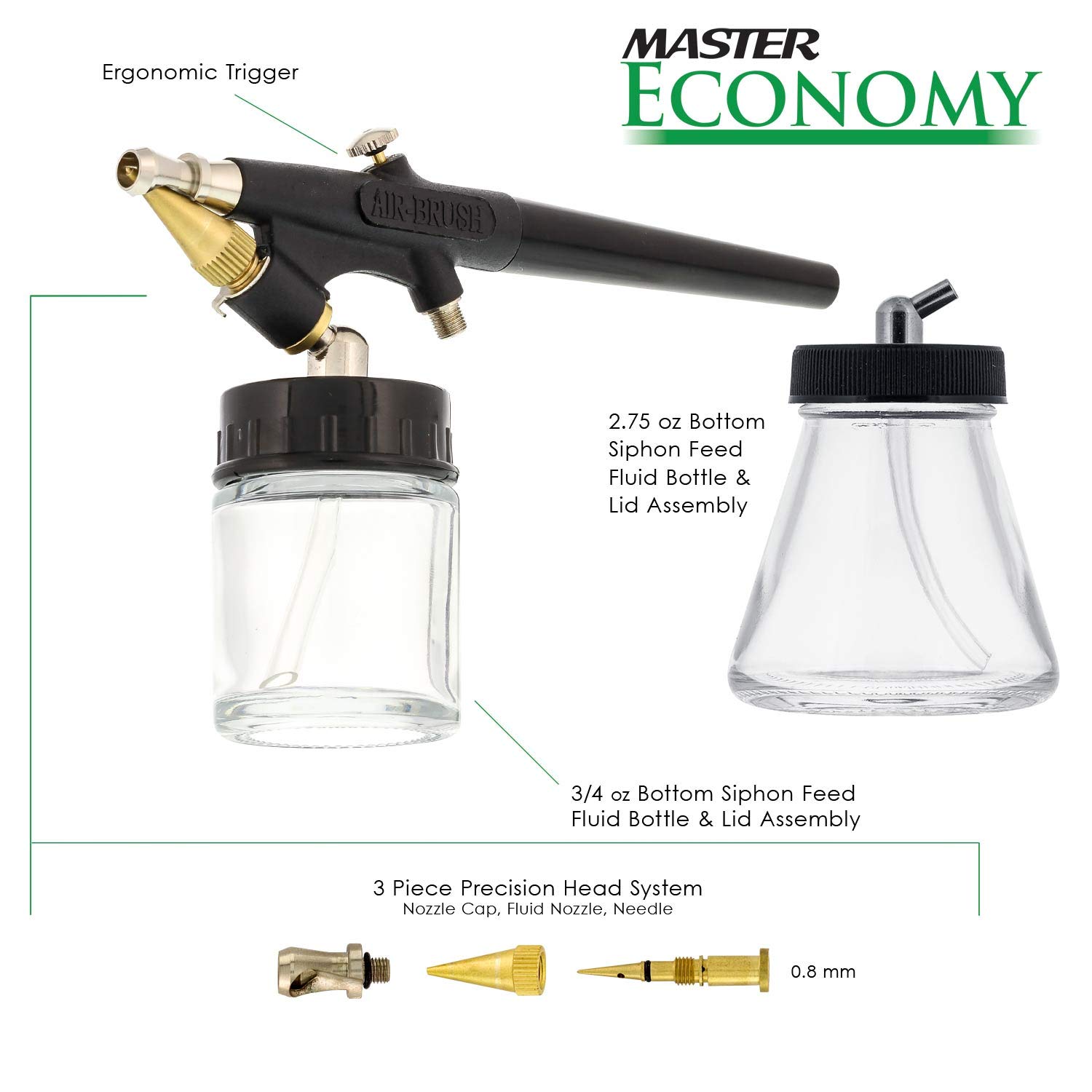 Airbrush Set-Kit-Single Action-Siphon Feed-External Mix-Sunless Tanning