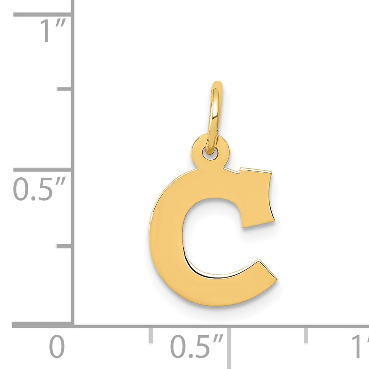 Mireval 14k Yellow Gold Small Block Initial C Charm (10 x 18 mm)