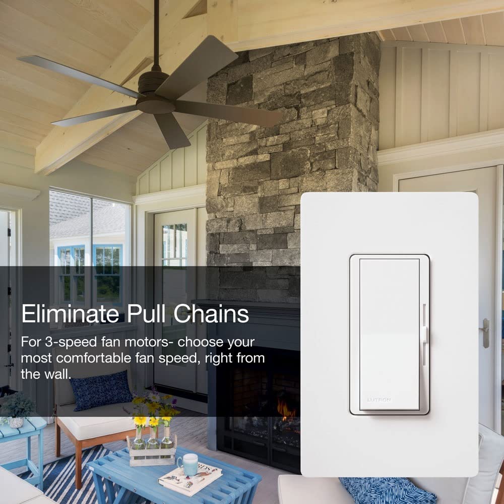 Lutron Diva Quiet 3-Speed Fan Control, 1.5 Amp Single Pole/3-Way with Wallplate, DVWFSQ-FH-LA, Light Almond