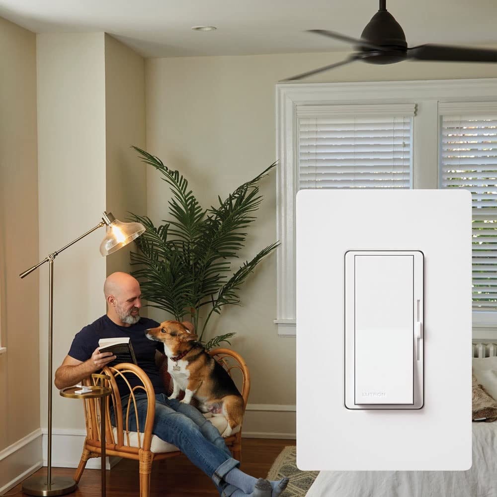 Lutron Diva Quiet 3-Speed Fan Control, 1.5 Amp Single Pole/3-Way with Wallplate, DVWFSQ-FH-LA, Light Almond