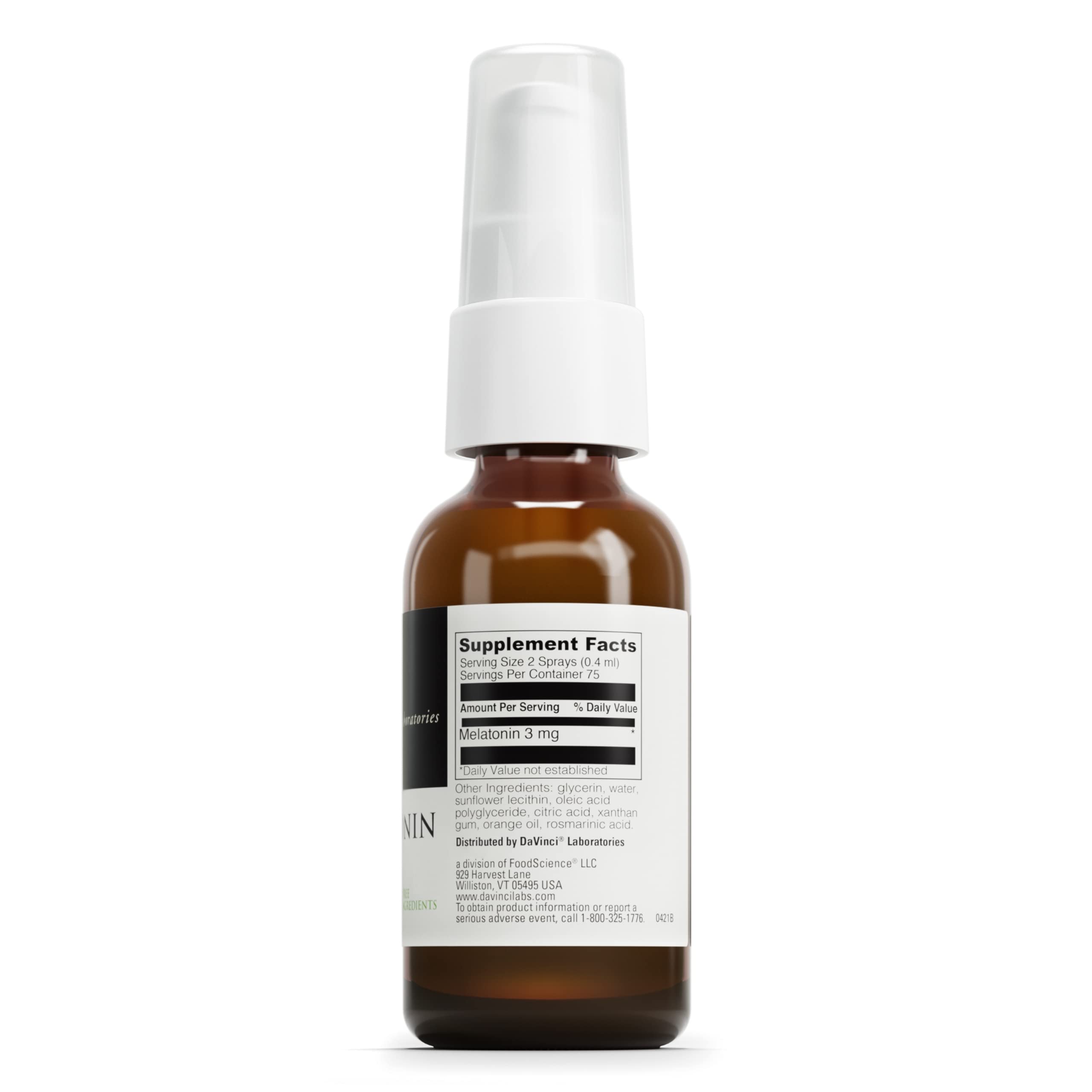 DAVINCI Labs Liposomal Melatonin Spray - Sleep Support Supplement - Bedtime Spray with 3mg Melatonin Per Serving, Fast-Acting Formula, Promotes Restful Sleep* - 30 mL