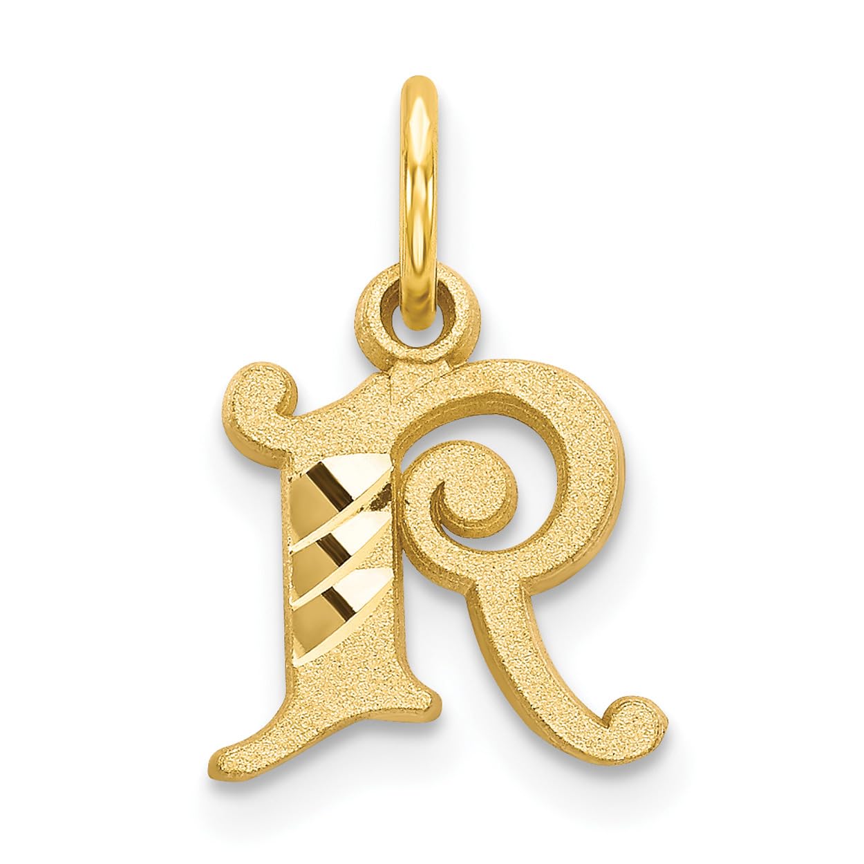 Mireval 14k Yellow Gold Initial R Charm (10 x 17 mm)