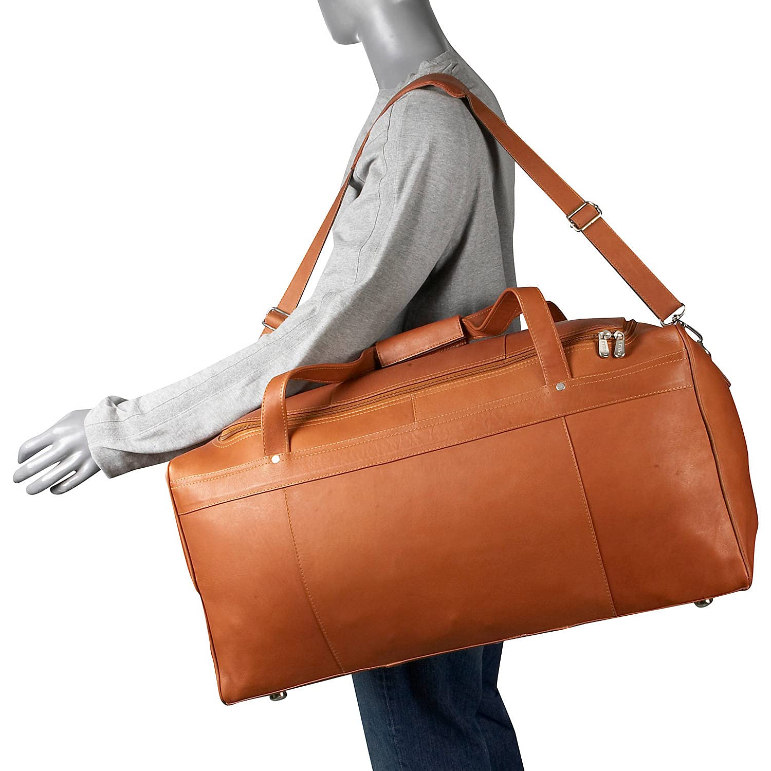 Piel Leather Traveler's Select Large Duffel Bag, Saddle, One Size