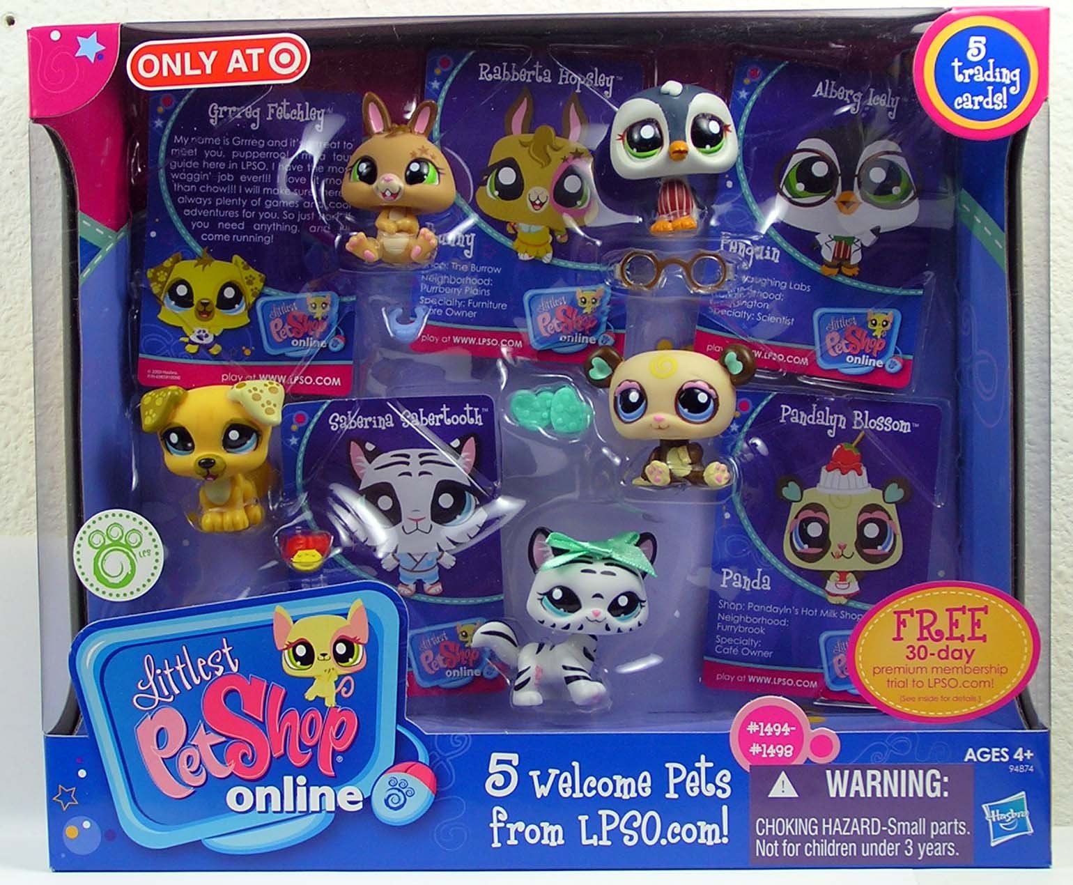 Littlest Pet Shop Online Multi-pack with 5 Trading cards and 5 Welcome Pets from LPSO.com