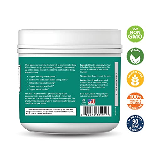 Pure Essence Labs Ionic Fizz Magnesium Plus, Anti-Stress Supplement Drink Powder, Gluten Free and Non-GMO Magnesium Powder (Mixed Berry, 6.03 Ounce (Pack of 1))