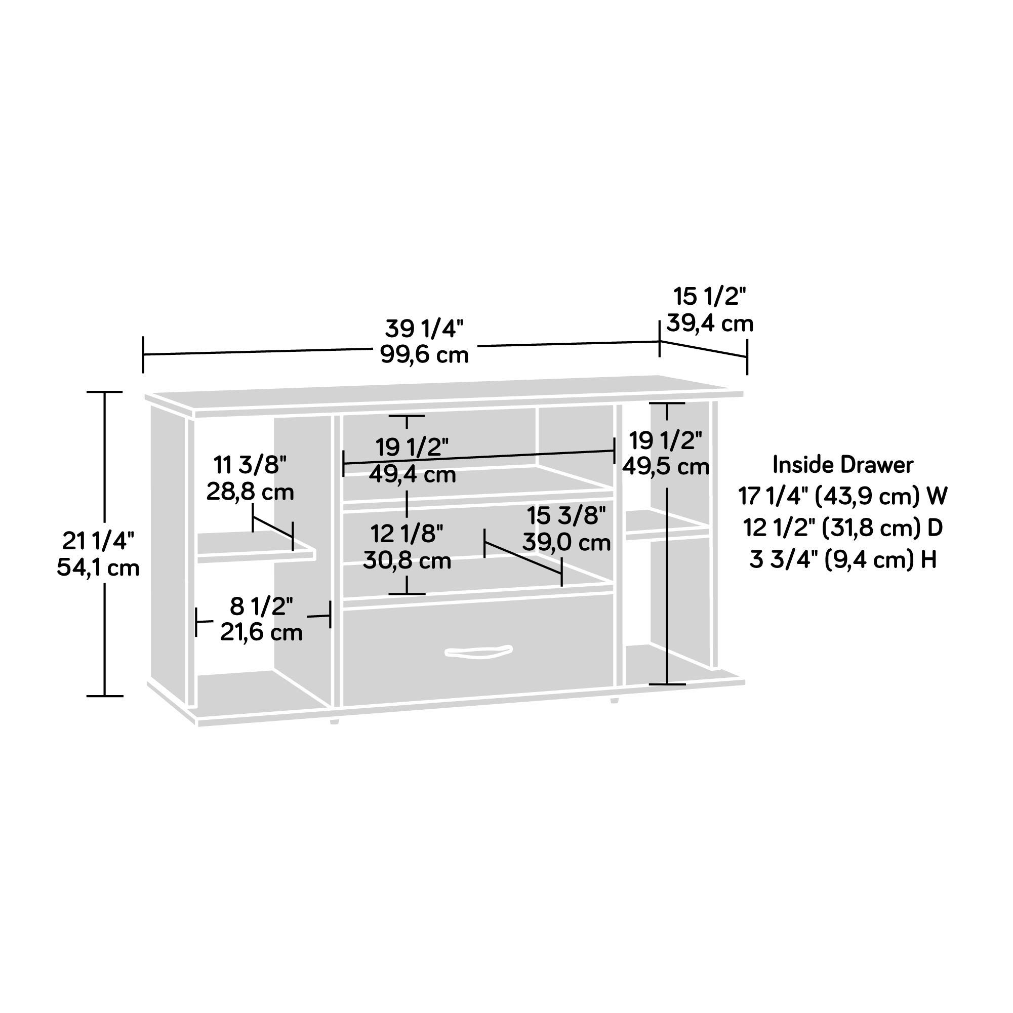 Sauder Beginnings Panel TV Stand, For TV's up to 42", Cinnamon Cherry finish