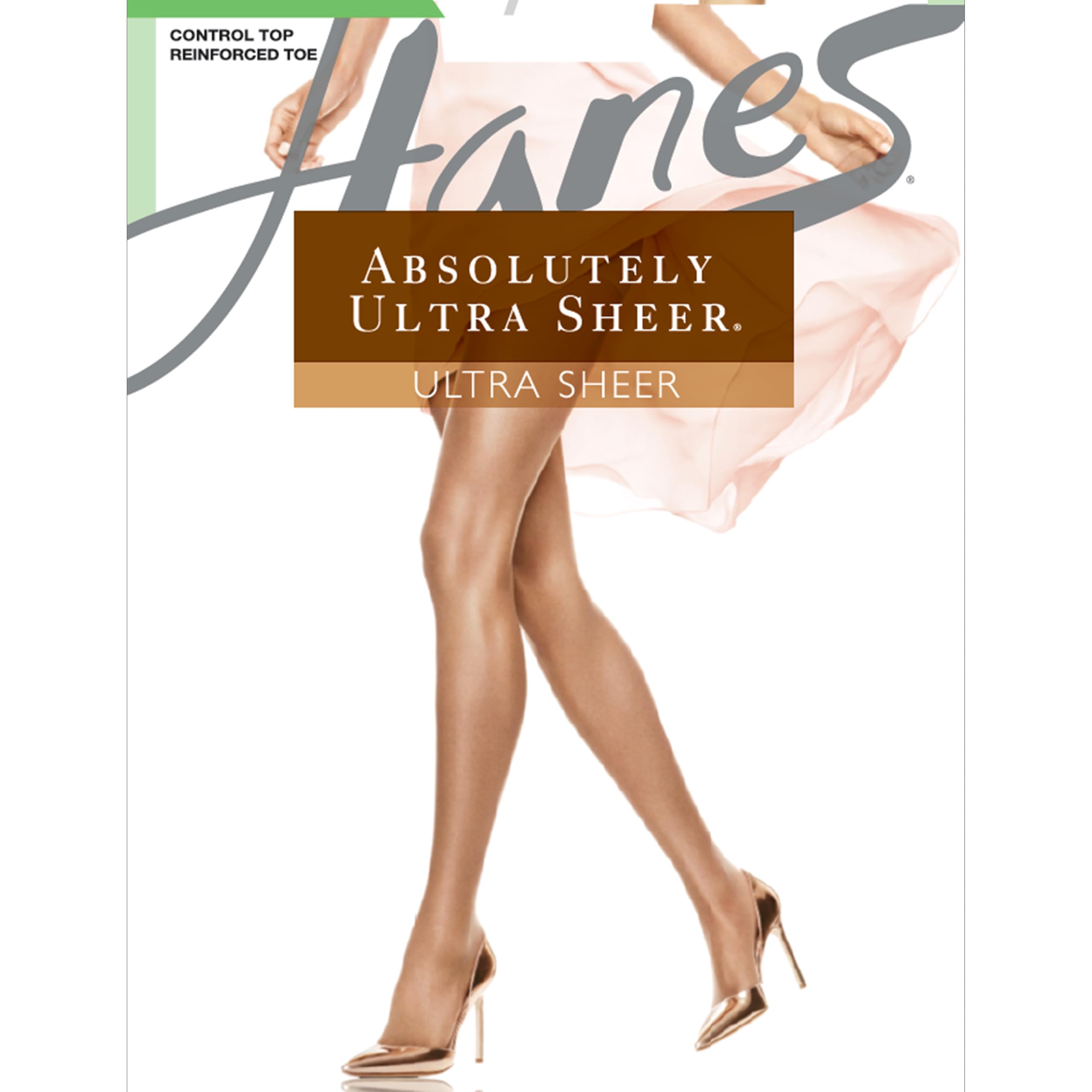 Hanes Women's Absolutely Ultra Sheer Contol Top Pantyhose Reinforced Toe 706, Gentle Brown, D