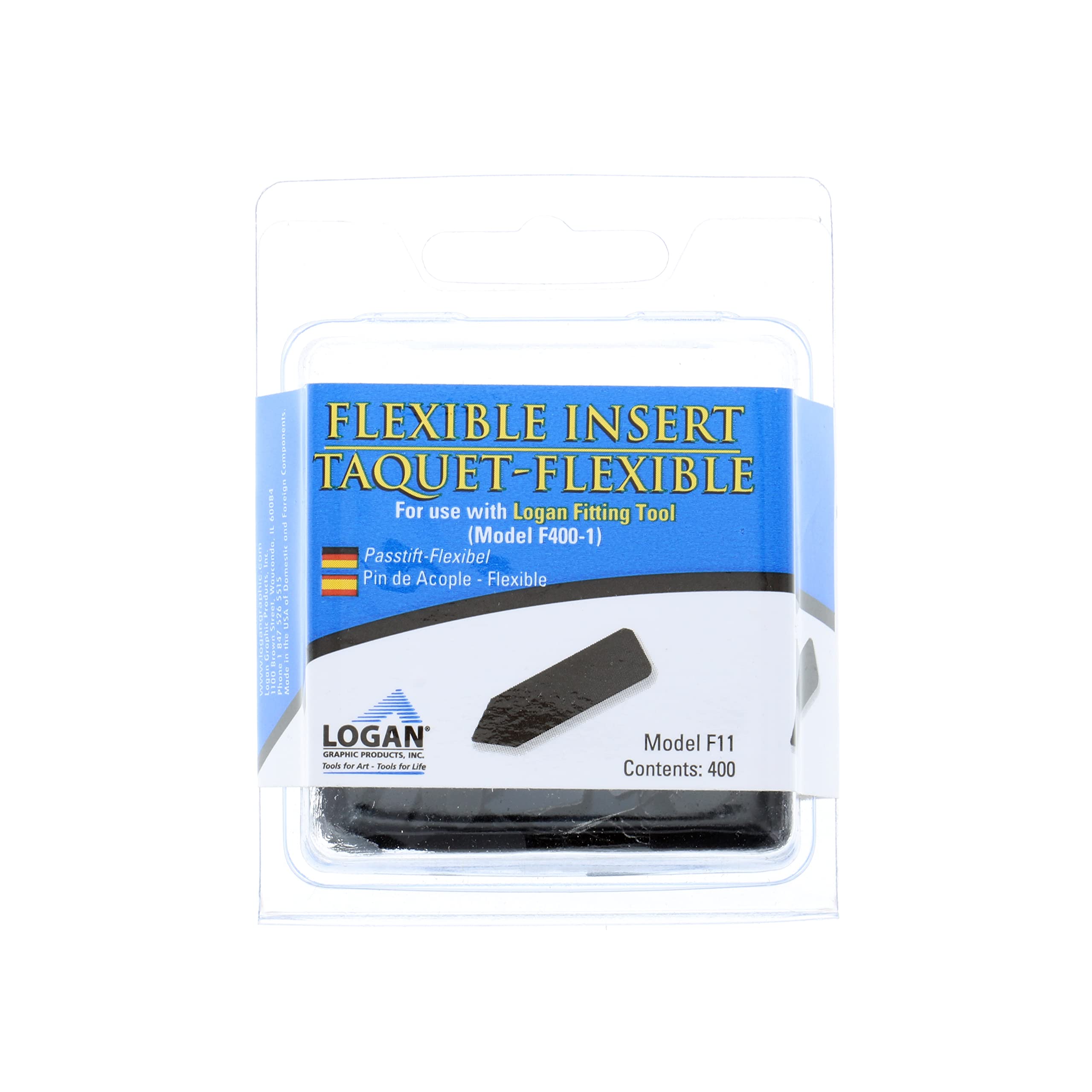 Logan Flexible Insert F11 for use in F400-1 ONLY. Pack of 400 Framing Points for Framing, Matting and Home and Professional Framing Use