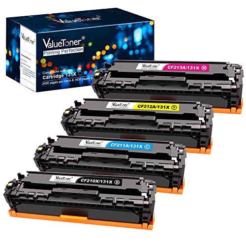 Valuetoner Remanufactured Toner Cartridge Replacement for HP 131X 131A CF210A CF211A CF212A CF213A for Laserjet Pro 200 Color M251nw M251n MFP M276nw MFP M276n Printer (Black,Cyan,Magenta,Yellow)