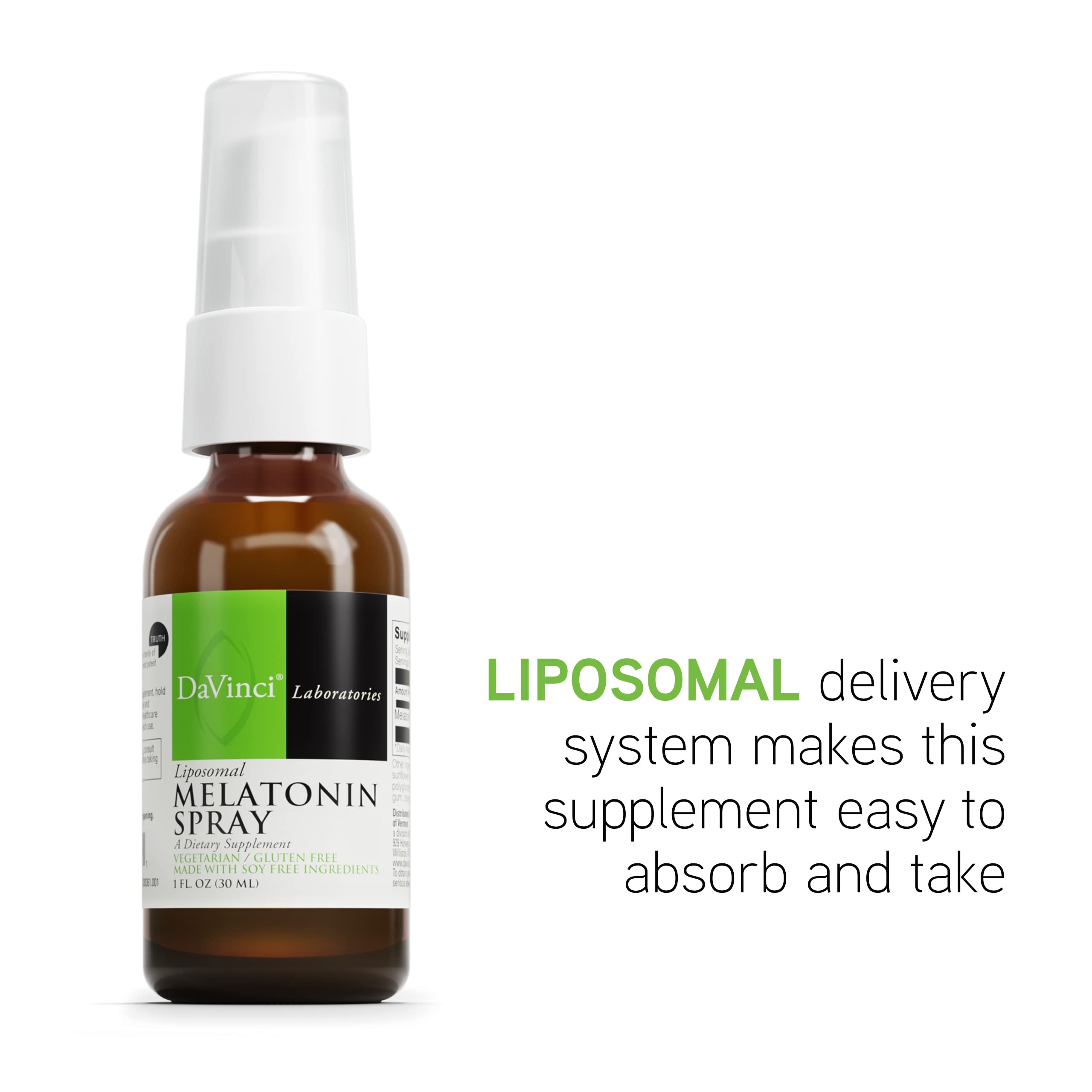 DAVINCI Labs Liposomal Melatonin Spray - Sleep Support Supplement - Bedtime Spray with 3mg Melatonin Per Serving, Fast-Acting Formula, Promotes Restful Sleep* - 30 mL