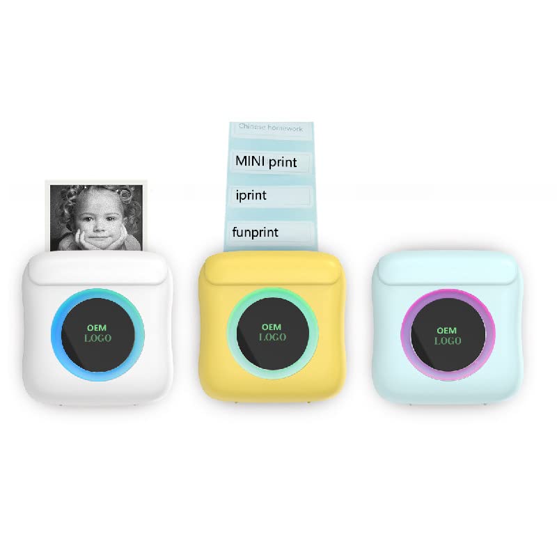 EKIDAZ Portable Printer, Mini Pocket Wireless Bluetooth Thermal Printers with Printing Paper for Smartphone, Inkless Printing for DIY Journal, Photos, Notes, Children Women Gifts (White)