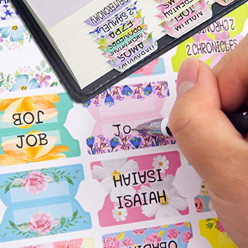 Decorative Laminated Bible Tabs 100PCS Cute Bible tabs for Women and Girl 66 Book Tabs 34 Blank Tabs for Old and New Testament