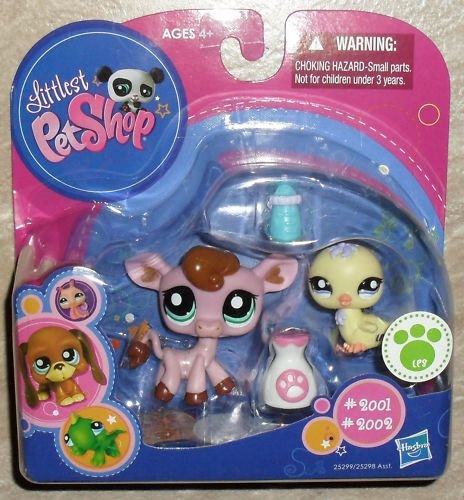 Littlest Pet Shop Cow and Yellow Bird Figure Set