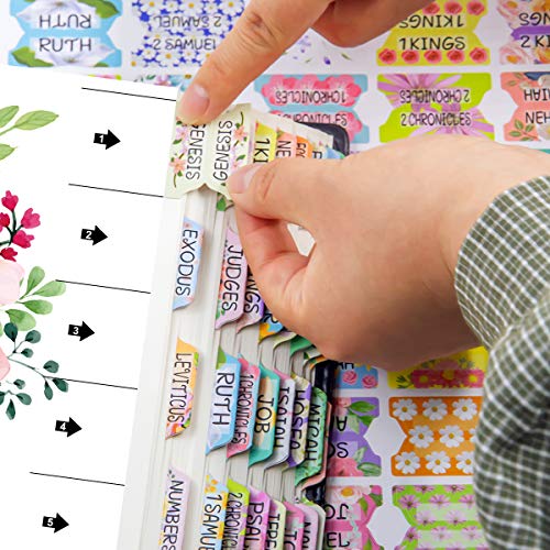 Decorative Laminated Bible Tabs 100PCS Cute Bible tabs for Women and Girl 66 Book Tabs 34 Blank Tabs for Old and New Testament