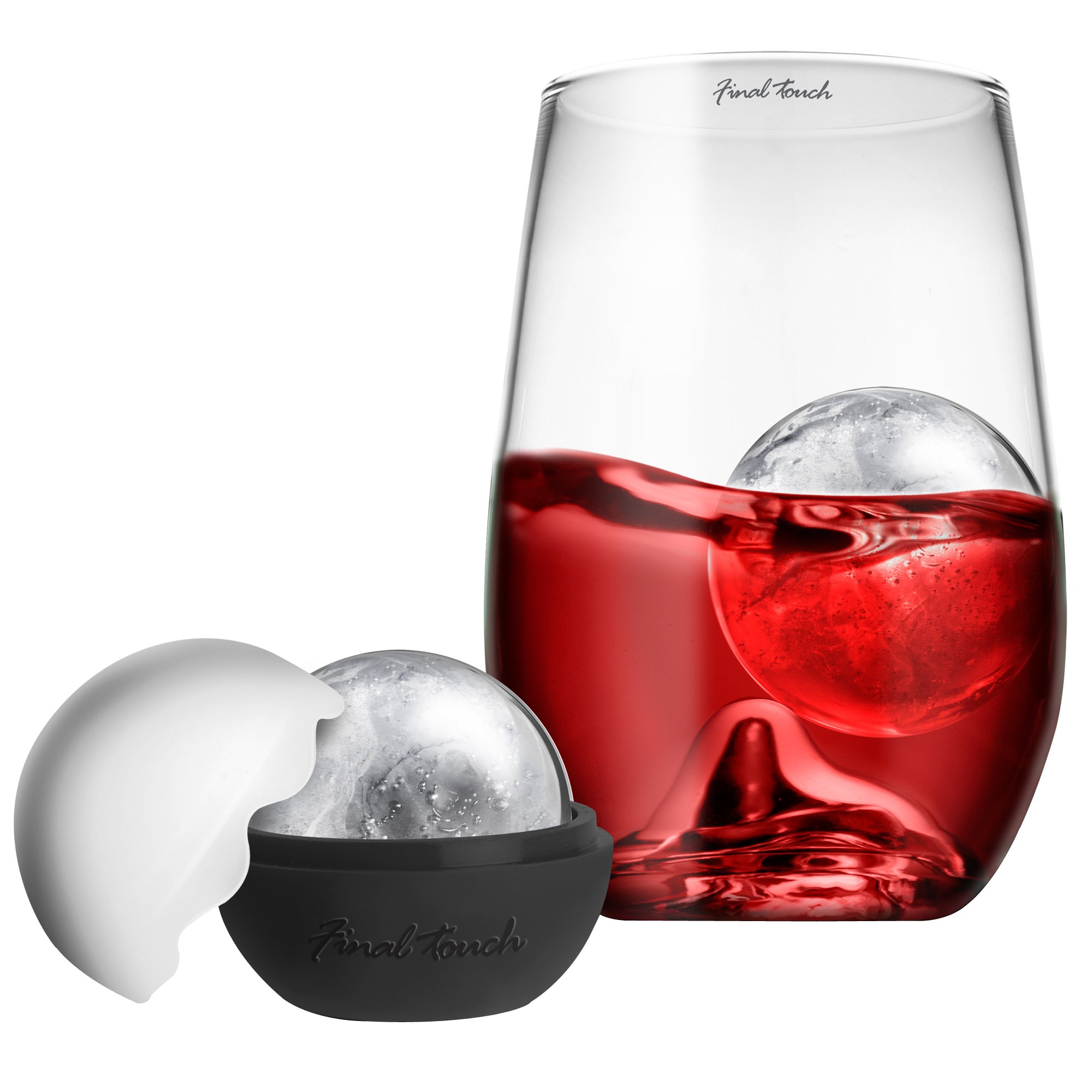 Final Touch Grand Rock Highball Glass & Ice Ball Mold