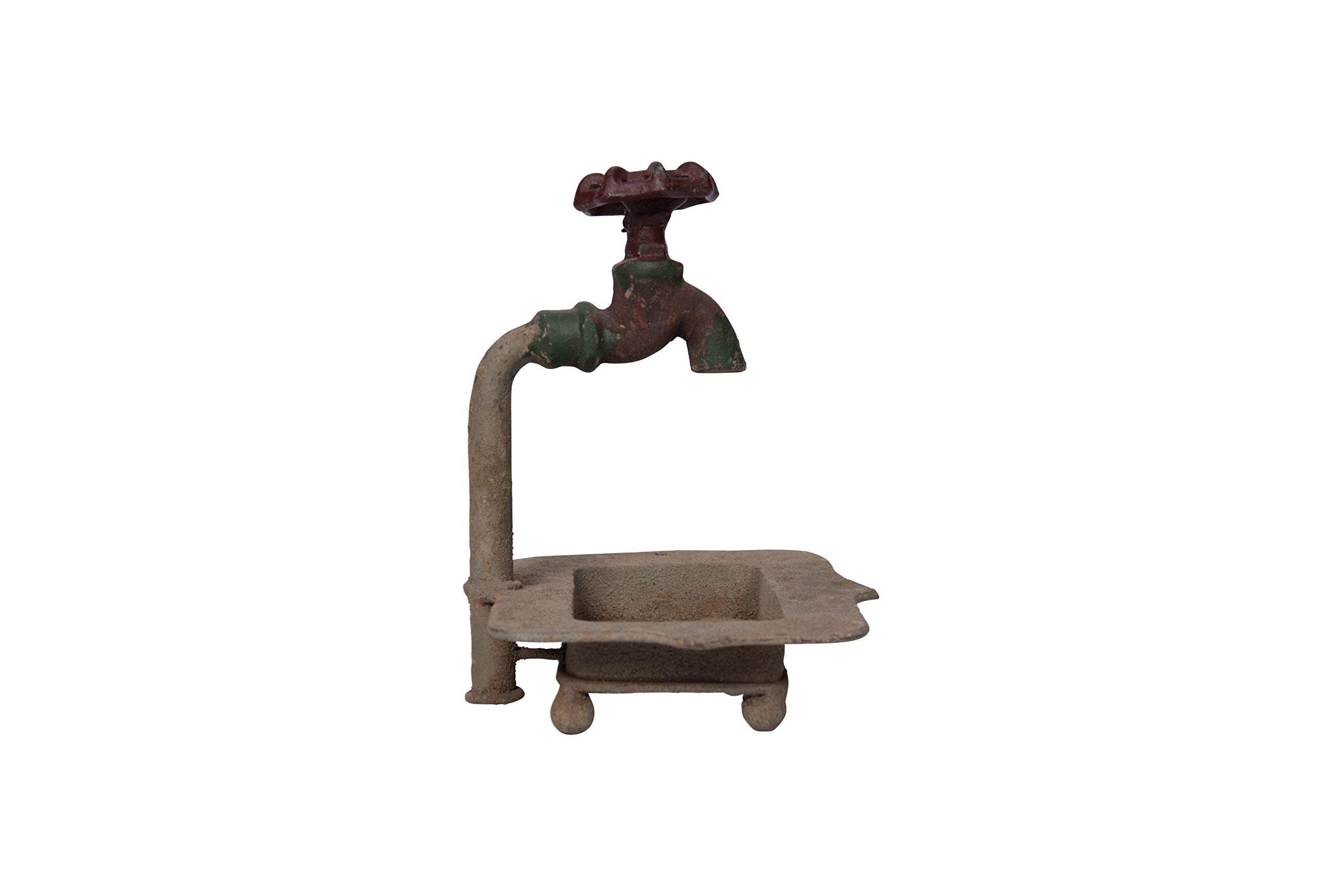 Creative Co-Op Rustic Metal Soap Dish with-Faucet