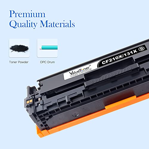 Valuetoner Remanufactured Toner Cartridge Replacement for HP 131X 131A CF210A CF211A CF212A CF213A for Laserjet Pro 200 Color M251nw M251n MFP M276nw MFP M276n Printer (Black,Cyan,Magenta,Yellow)