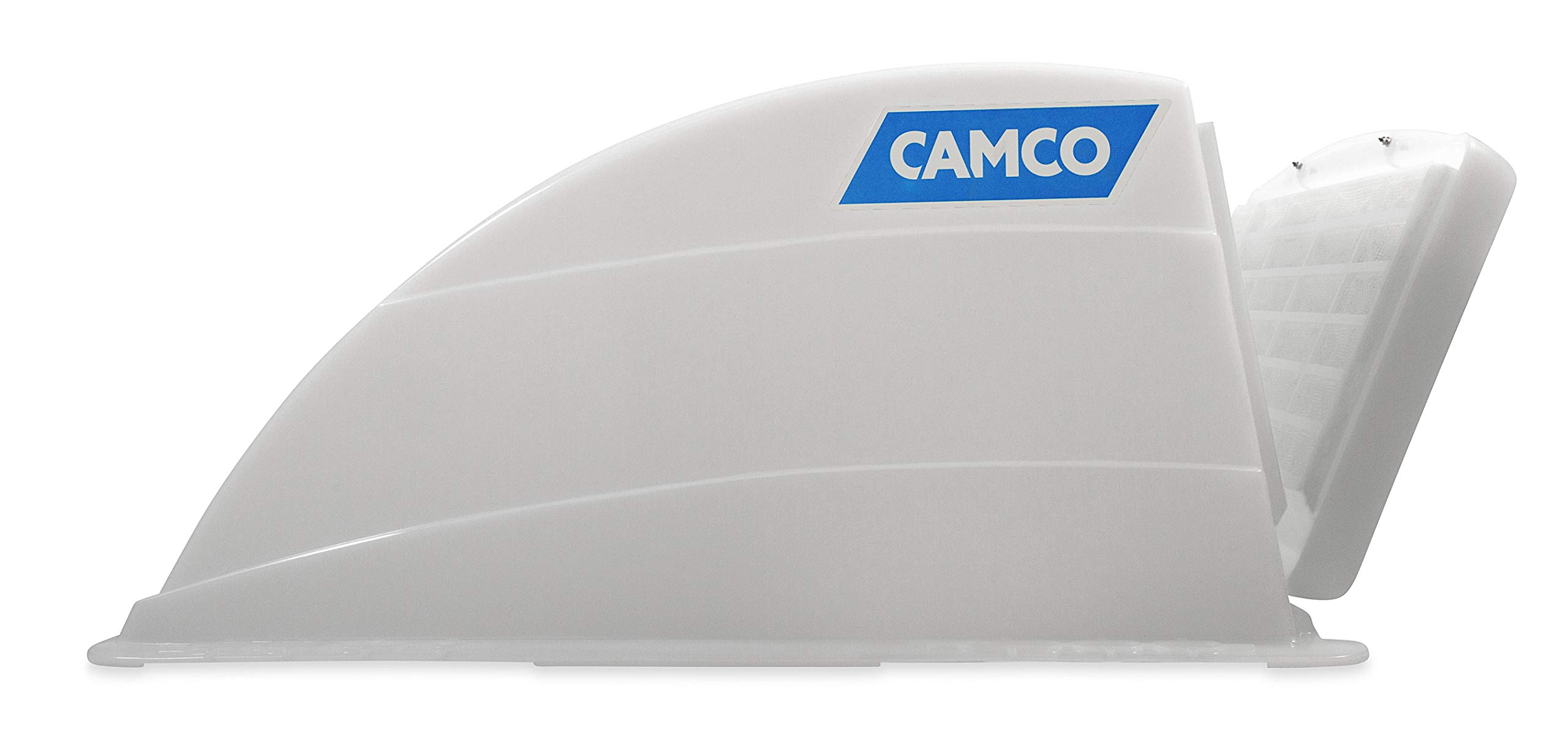 Camco RV Roof Vent Cover | Allows High Flow Air Ventilation Into Your RV, Rain or Shine | Easy Installation | Installation Hardware Included, White (40433)