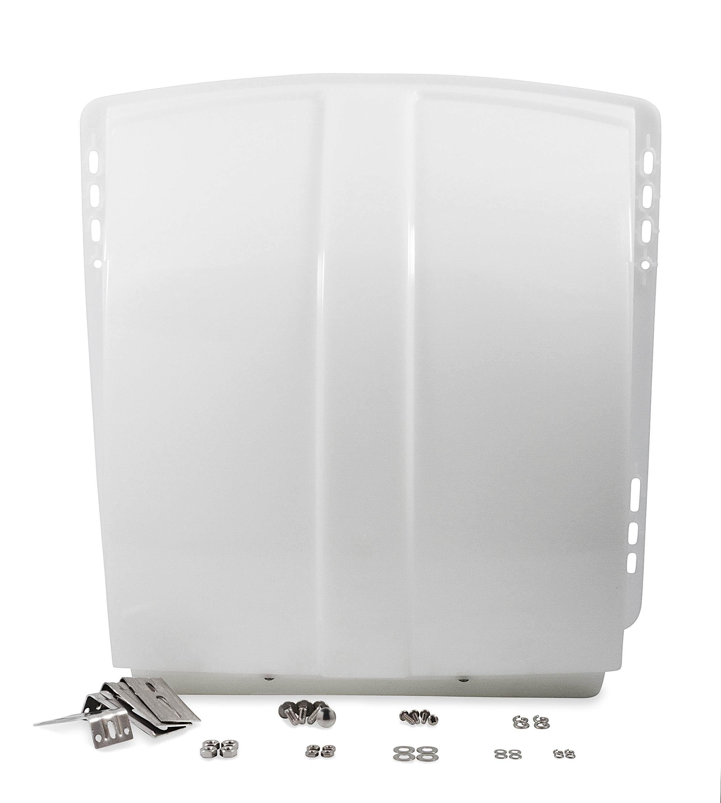Camco RV Roof Vent Cover | Allows High Flow Air Ventilation Into Your RV, Rain or Shine | Easy Installation | Installation Hardware Included, White (40433)