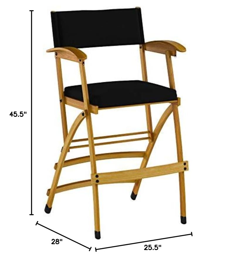 Hollywood Chairs Bamboo Wood Foldable Director's Chair, 32" Tall Folding Chair, Black