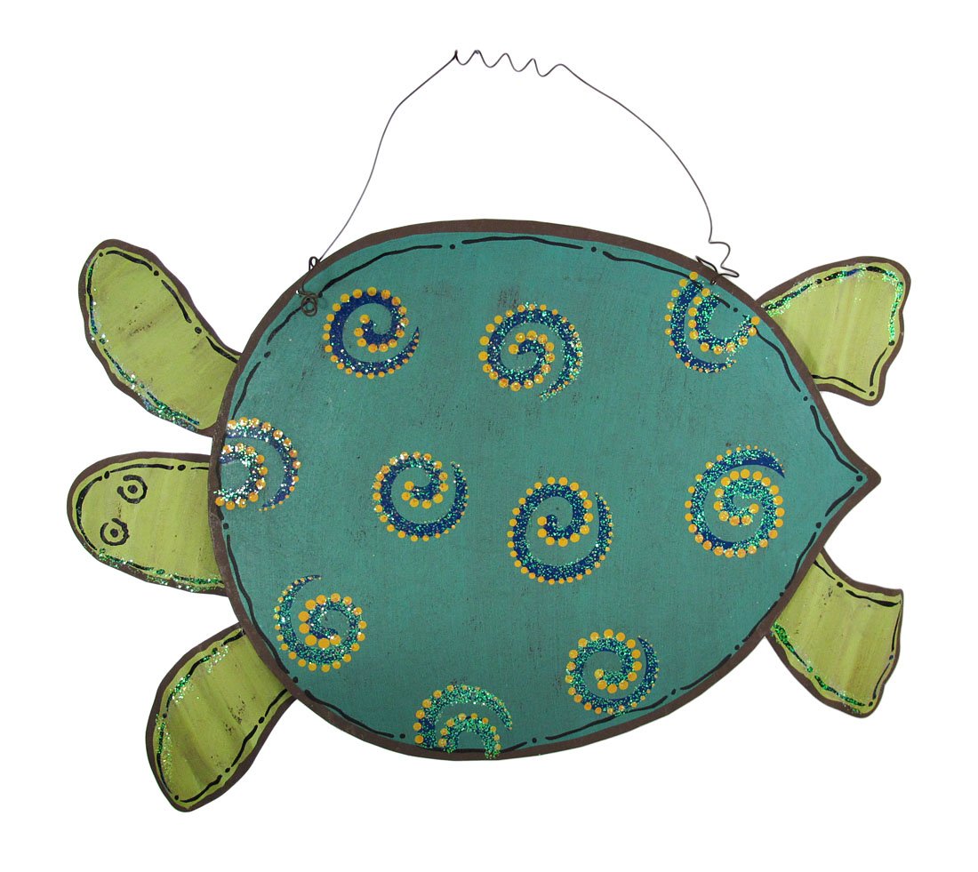 Green and Blue Tin Sea Turtle Wall Hanging