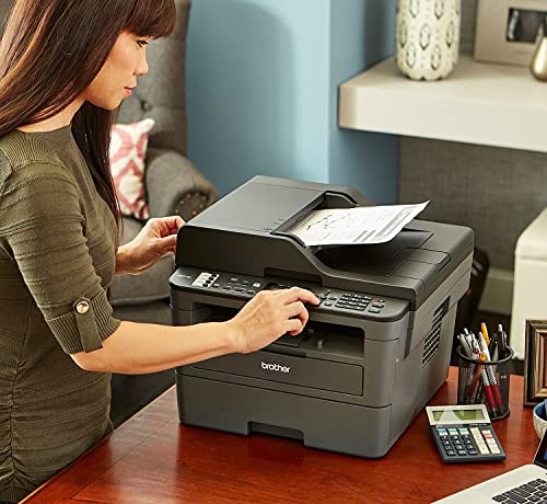 Brother MFC L26 Series All-in-One Laser Printer, Print, Copy, Scan, Fax - 26 ppm, 2400 x 600 dpi, 250 Sheets, Wireless, Mobile Printing, Auto 2-Sided Printing, with MTC Printer Cable