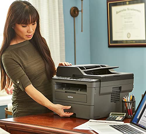 Brother MFC L26 Series All-in-One Laser Printer, Print, Copy, Scan, Fax - 26 ppm, 2400 x 600 dpi, 250 Sheets, Wireless, Mobile Printing, Auto 2-Sided Printing, with MTC Printer Cable