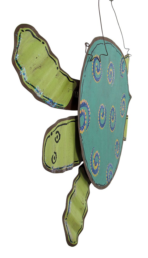 Green and Blue Tin Sea Turtle Wall Hanging