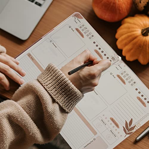 JueNi Daily To Do List Planner Notebook with Stickers (8”x 6”) - 2023 6 Months Undated Task Checklist Academic Planner Journal with Stickers for Time Management- Office Supplies to Organize Appointments & Schedules, Plan Agendas, And Boost Productivity- P