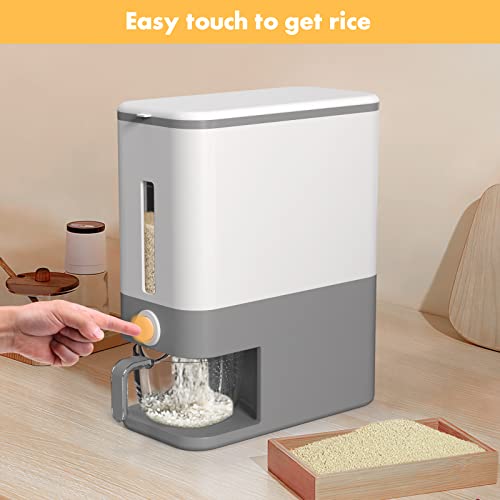 SEE SPRING 25 Lbs Rice Dispenser, Rice Container Storage with Lid, Cereal Dispenser Countertop Bin, Kitchen Storage Organizer for Dry Food Flour