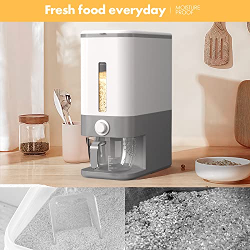 SEE SPRING 25 Lbs Rice Dispenser, Rice Container Storage with Lid, Cereal Dispenser Countertop Bin, Kitchen Storage Organizer for Dry Food Flour